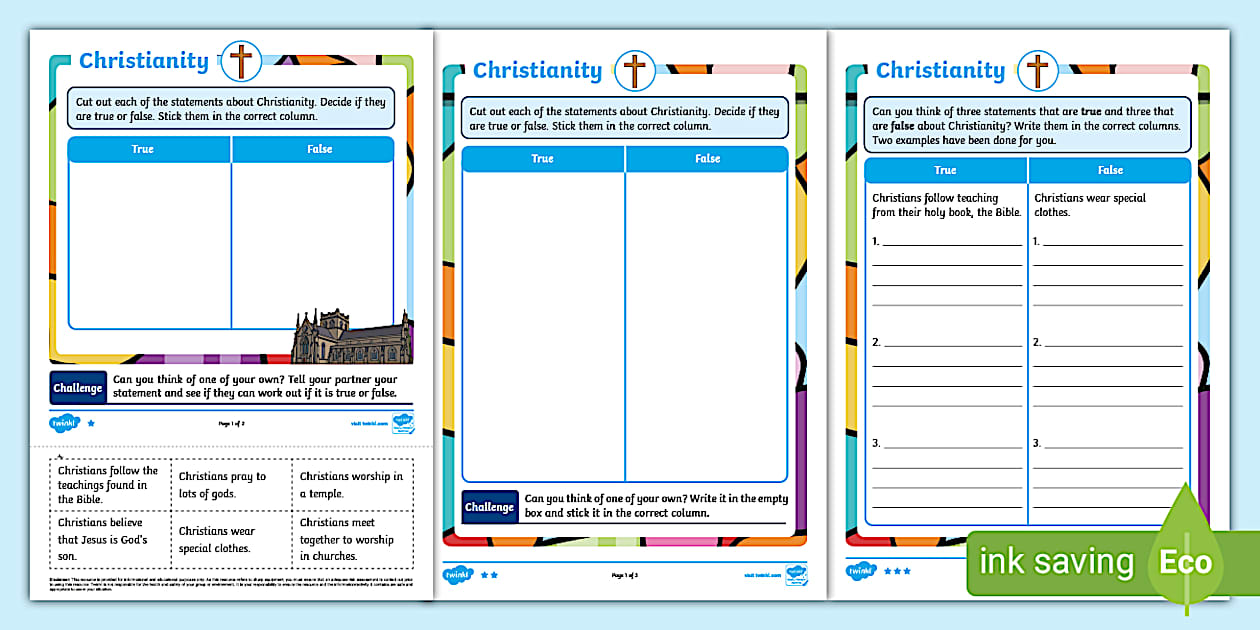 KS1 Christianity Differentiated Activity Sheets - Twinkl