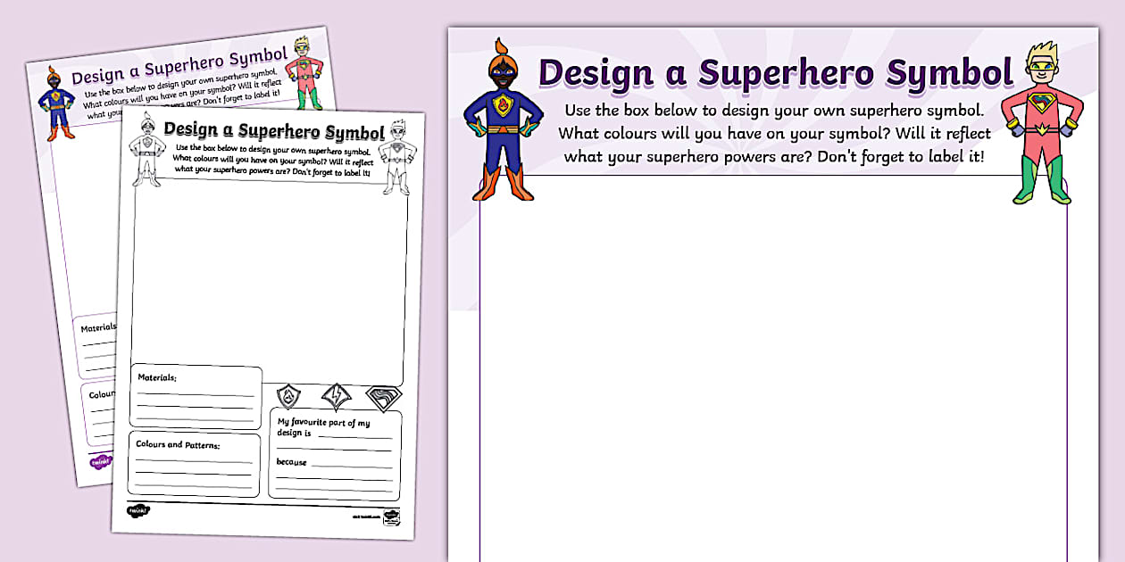 Design a Superhero Symbol,superhero badge (teacher made)