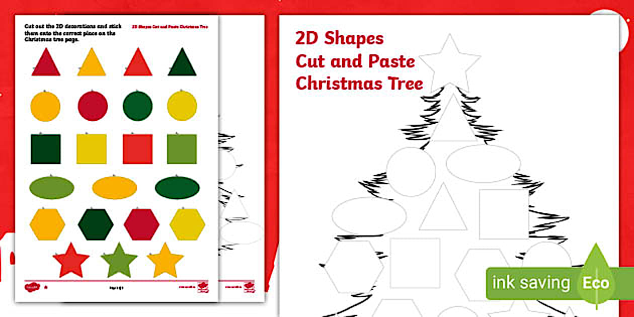2-D Shapes Cut and Paste Christmas Tree Activity Sheet