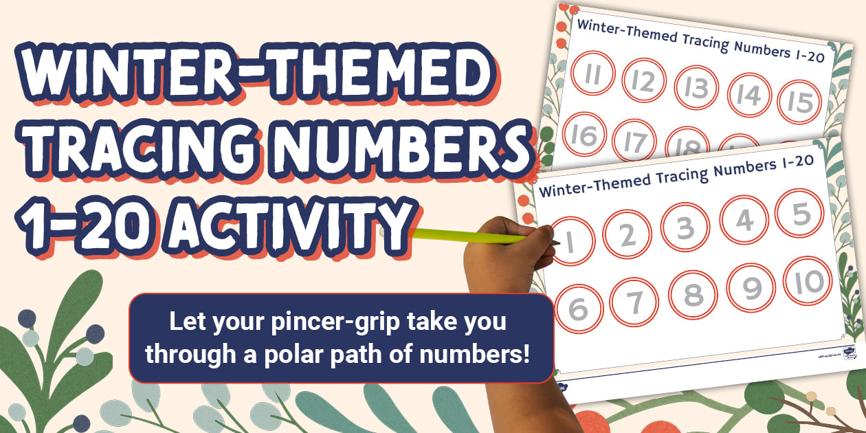 Winter-Themed Tracing Numbers 1-20 Activity