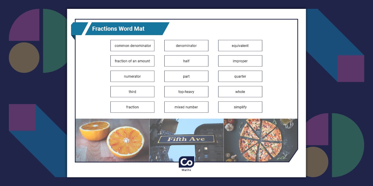 Fractions: Key Word Revision Mat (teacher made) - Twinkl