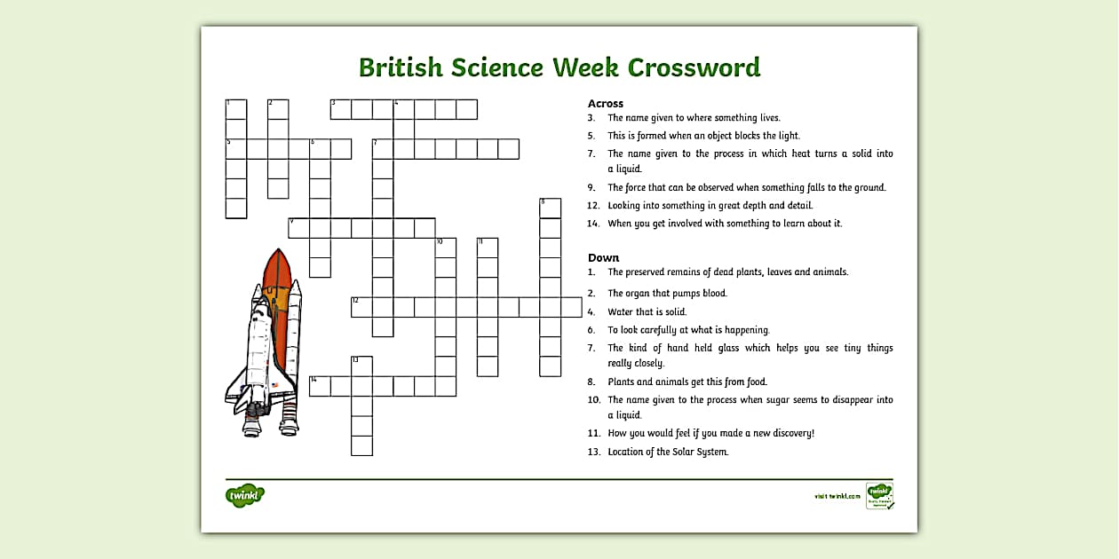 KS2 British Science Week | Science Crossword (teacher made)