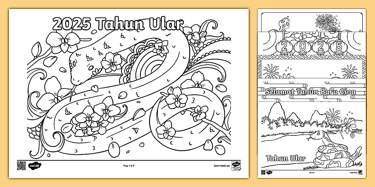 Lembaran Mewarna Tahun Ular Tahun Baru Cina (teacher made)