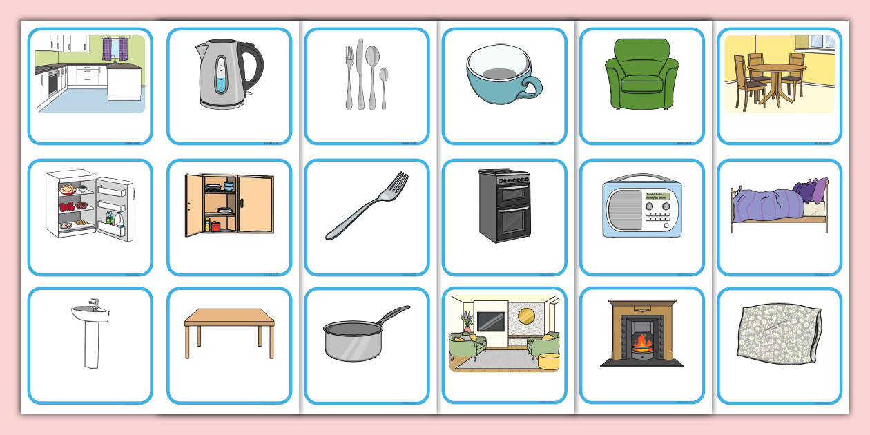 Editable Everyday Objects at Home Cards (teacher made)