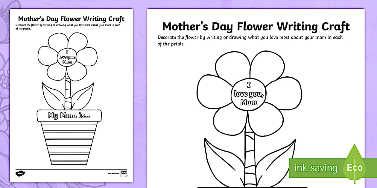 Mother's Day Flower (Mum) Worksheet - Twinkl
