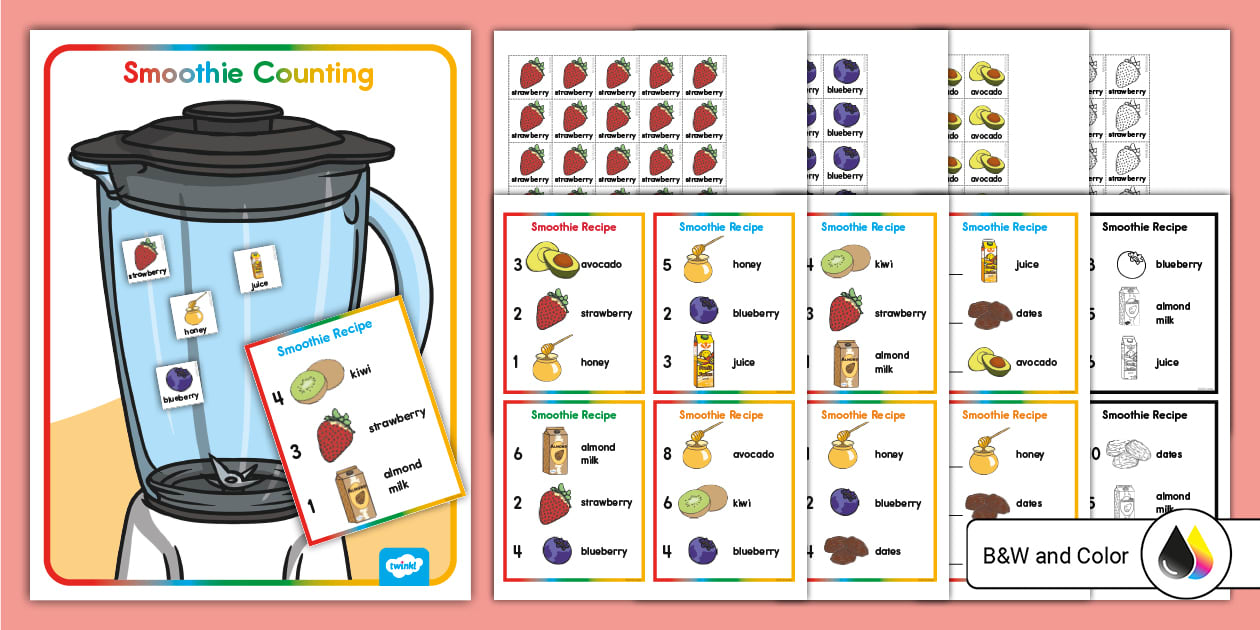 Smoothie Counting Recipe Activity Cards (teacher made)
