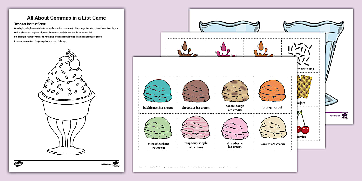 All About Commas in a List Game (teacher made) - Twinkl