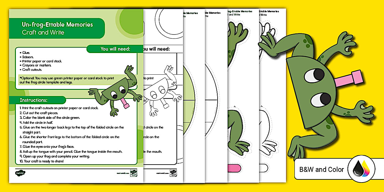 Un-frog-Ettable Memories Craft and Write Activity for K-2nd Grade