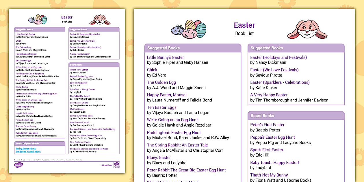Easter Book List | Communication and Language | Twinkl