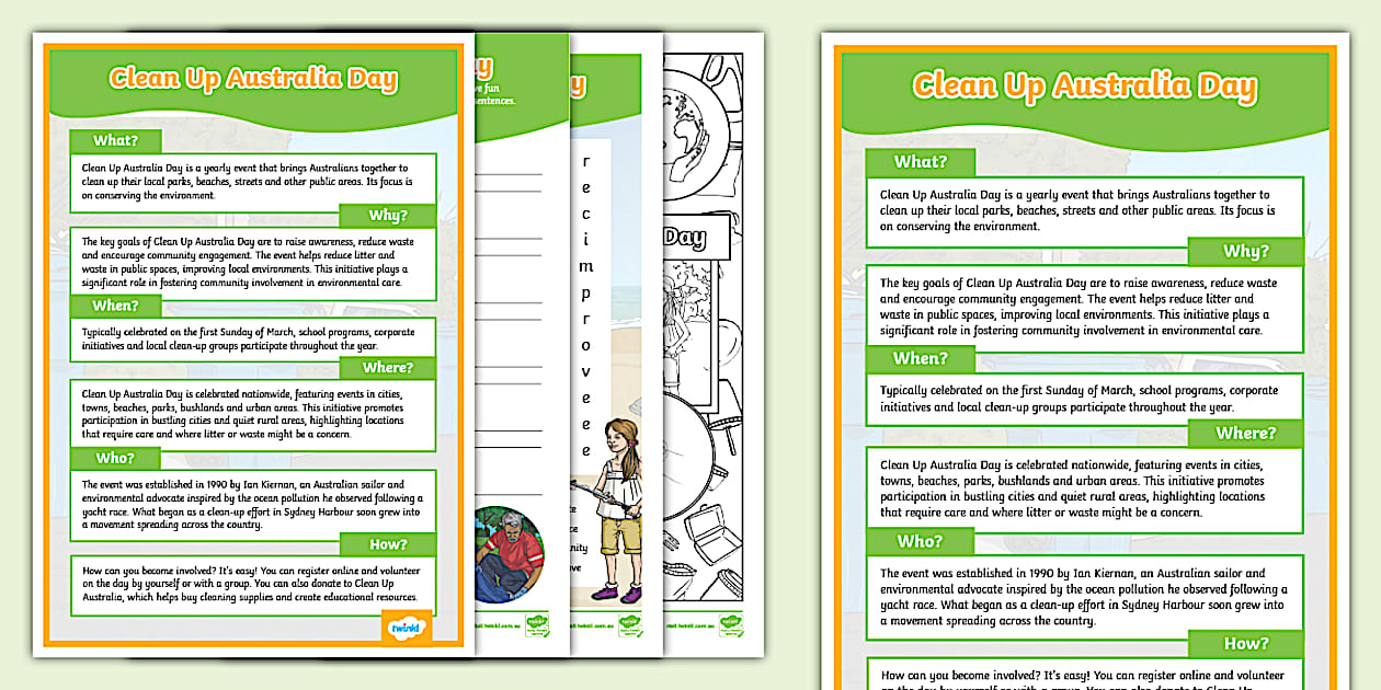 Clean Up Australia Day Activity Pack 3-6 (teacher made)