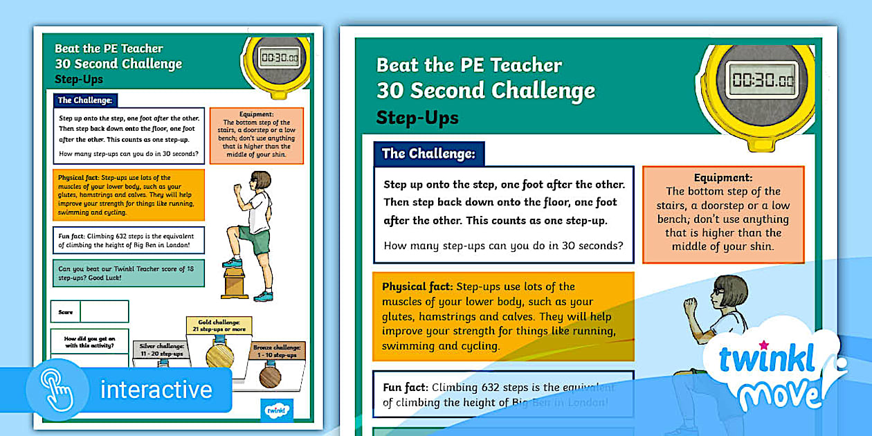 Active Homework - Beat the Teacher - Step-Ups - PE at Home