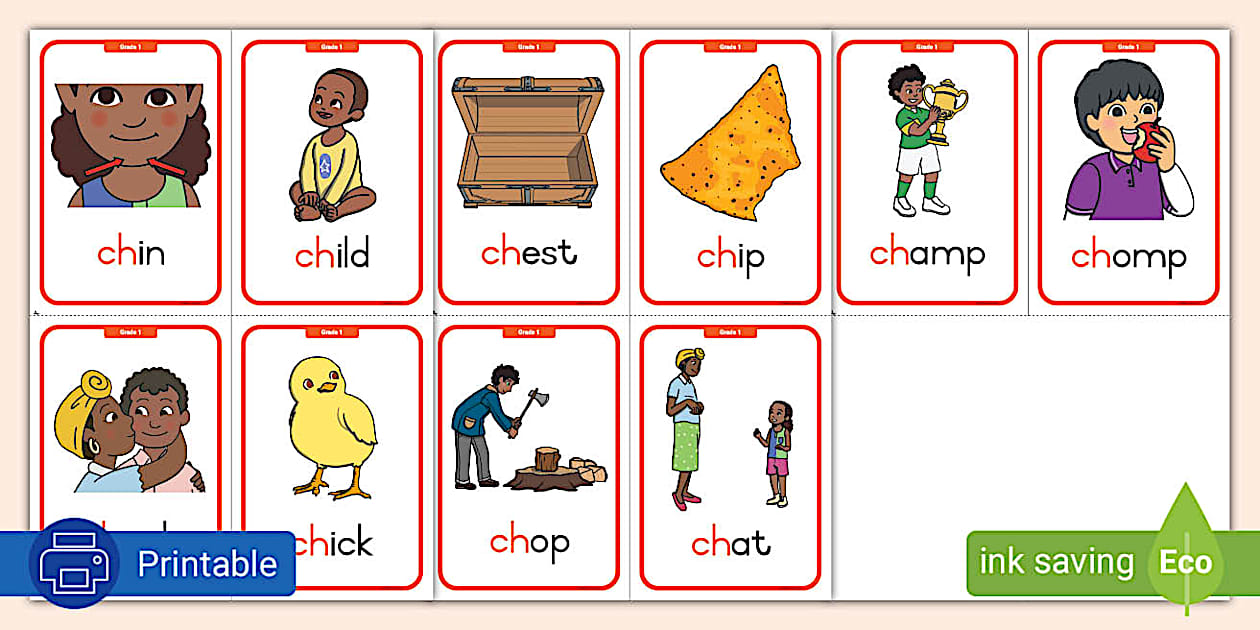 Grade 1 Phonics: ch- Flashcards (teacher made) - Twinkl