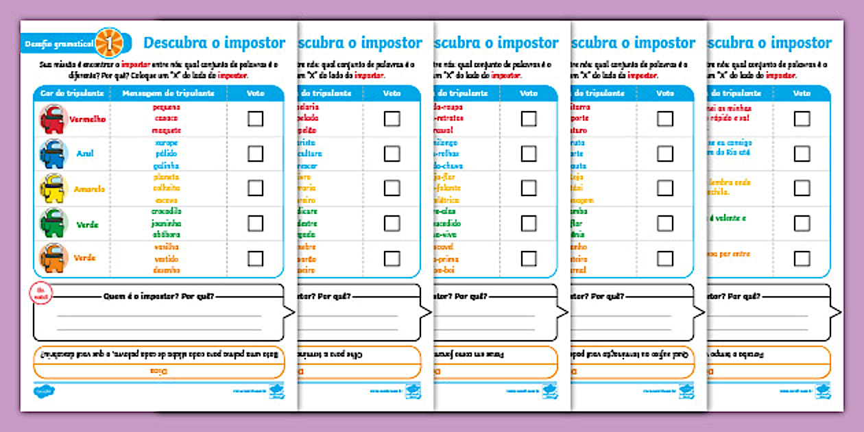 Desafio gramatical - Descubra o impostor - Twinkl