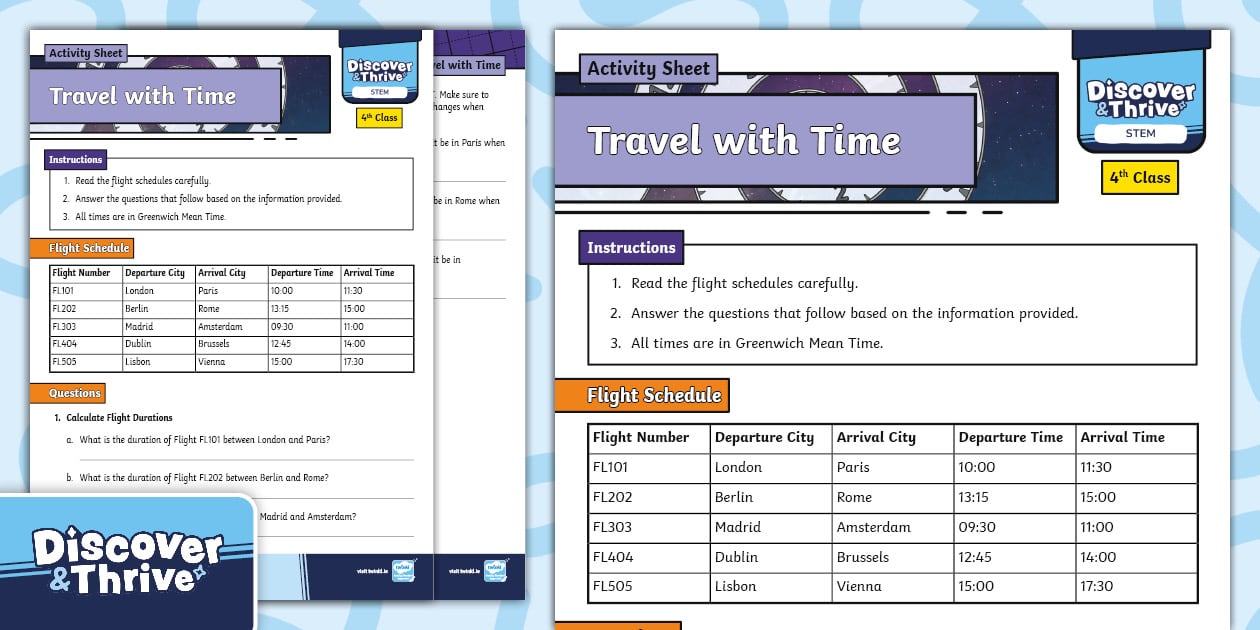 Travel with Time Activity Sheet (teacher made) - Twinkl