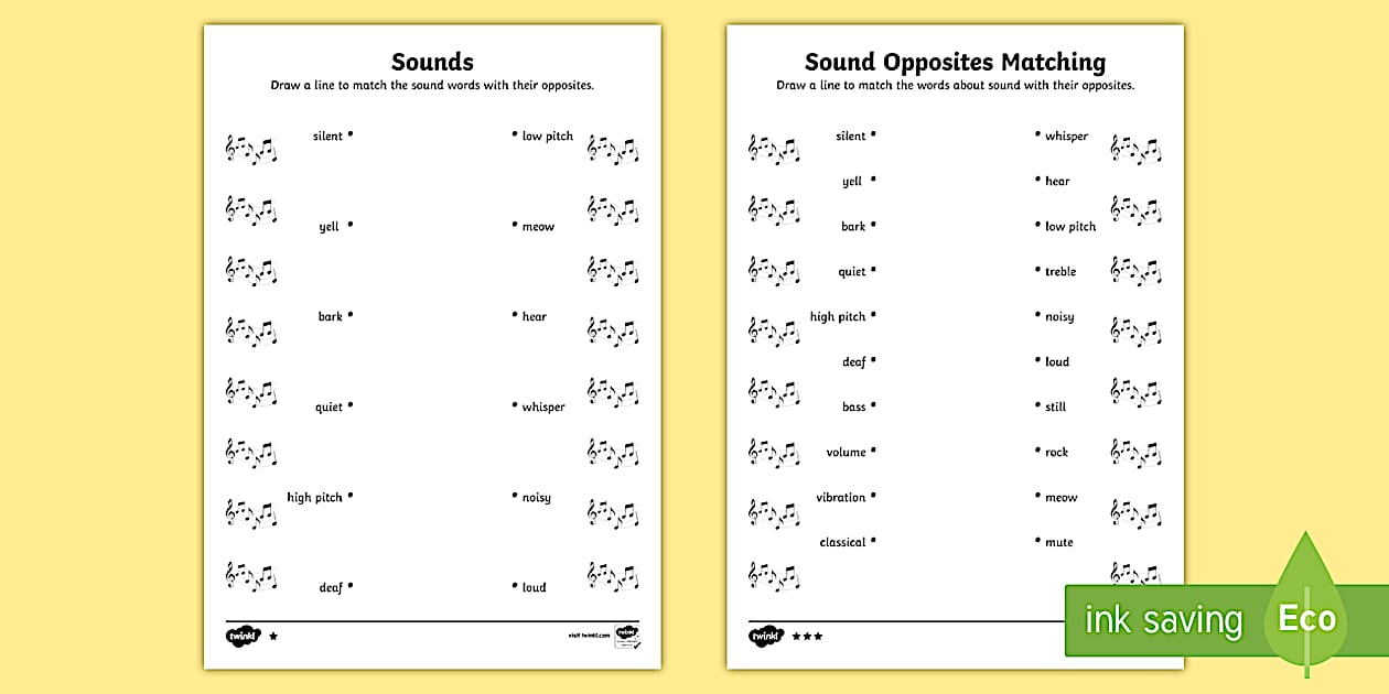 Sound Words Matching Differentiated Worksheet / Worksheet