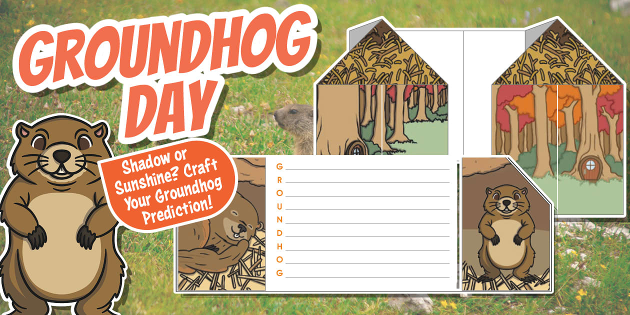 * NEW * Groundhog Day Acrostic Poem Folded Paper House Sculpture