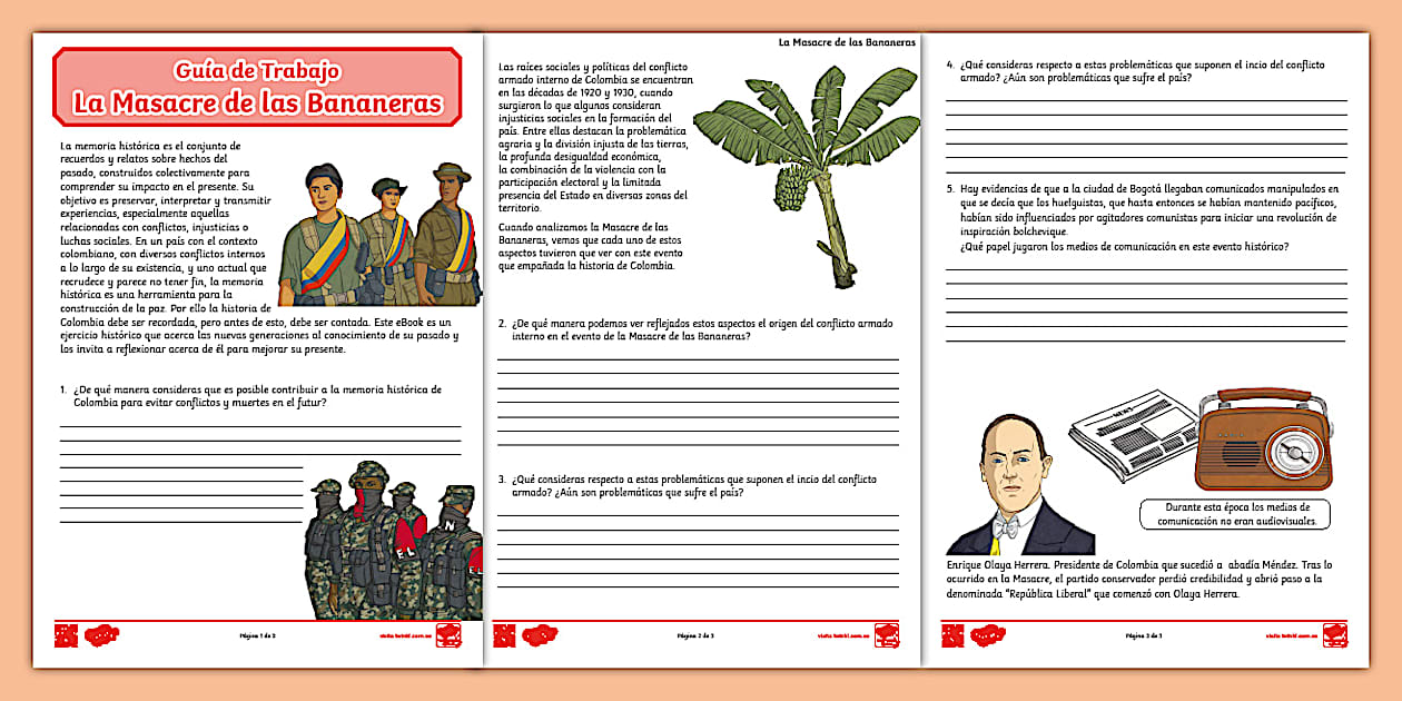 Guía de Trabajo: La Masacre de las Bananeras (teacher made)