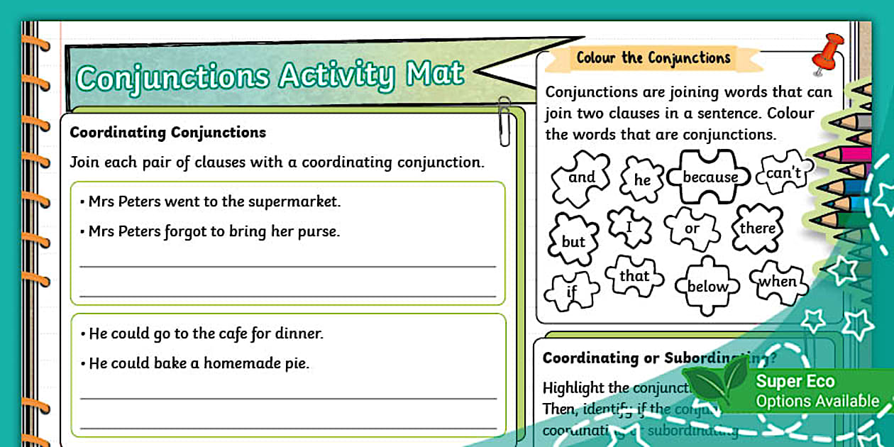 Conjunctions Activity Mat (Ages 6 - 7)