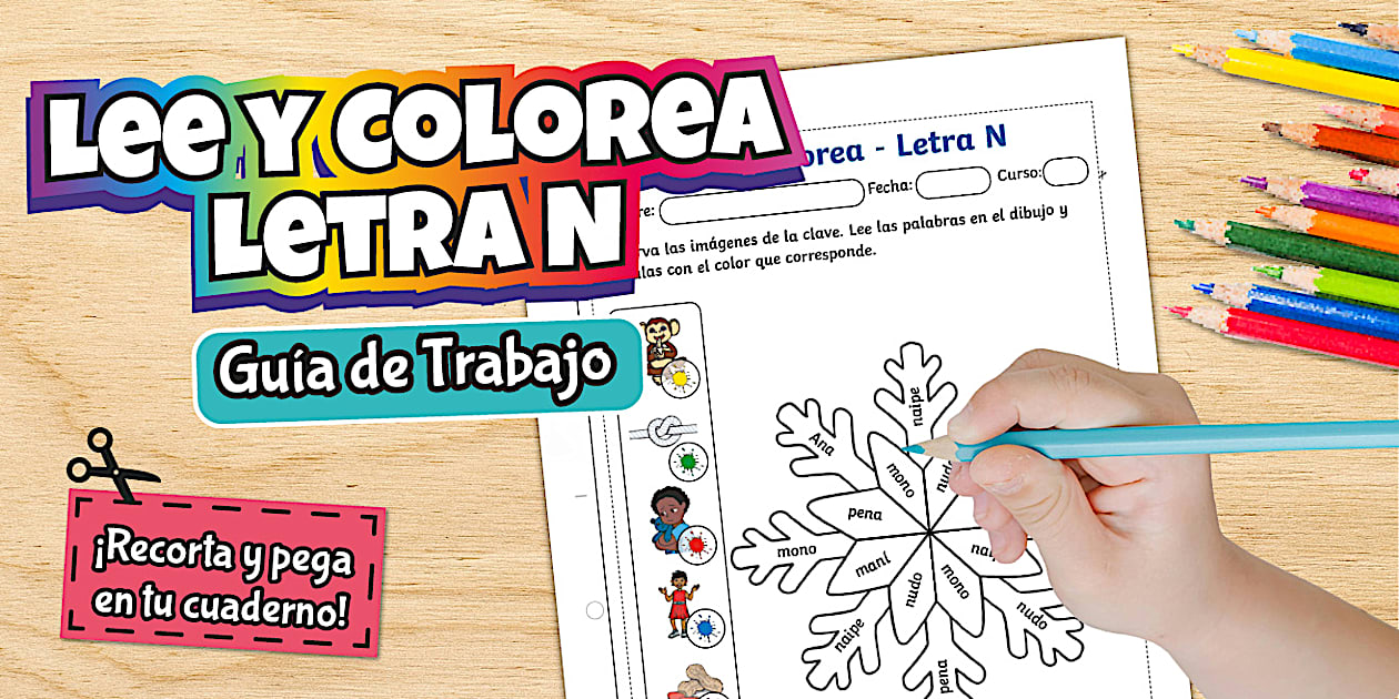Guía de Trabajo: Lee y Colorea - Letra N