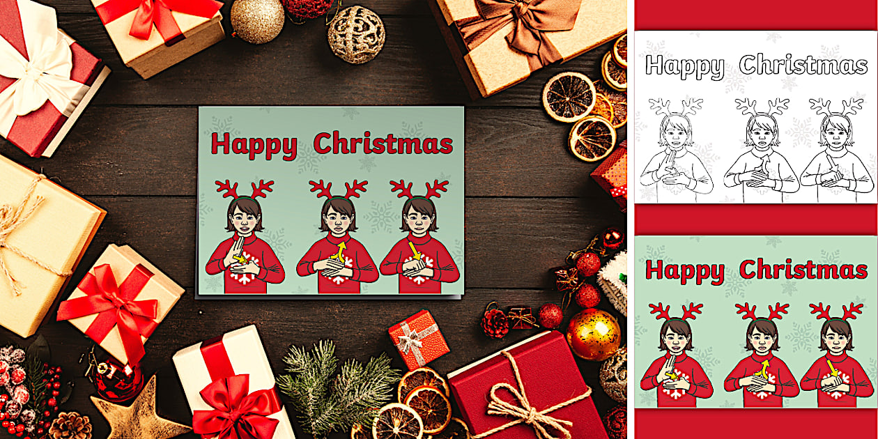 BSL Happy Christmas Card | Twinkl Party (teacher made)