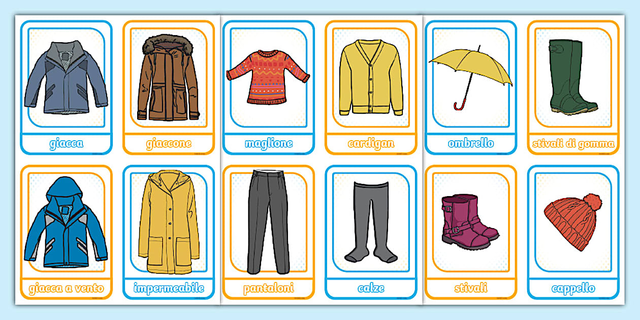 Flashcards: Vestiti (professor feito) - Twinkl