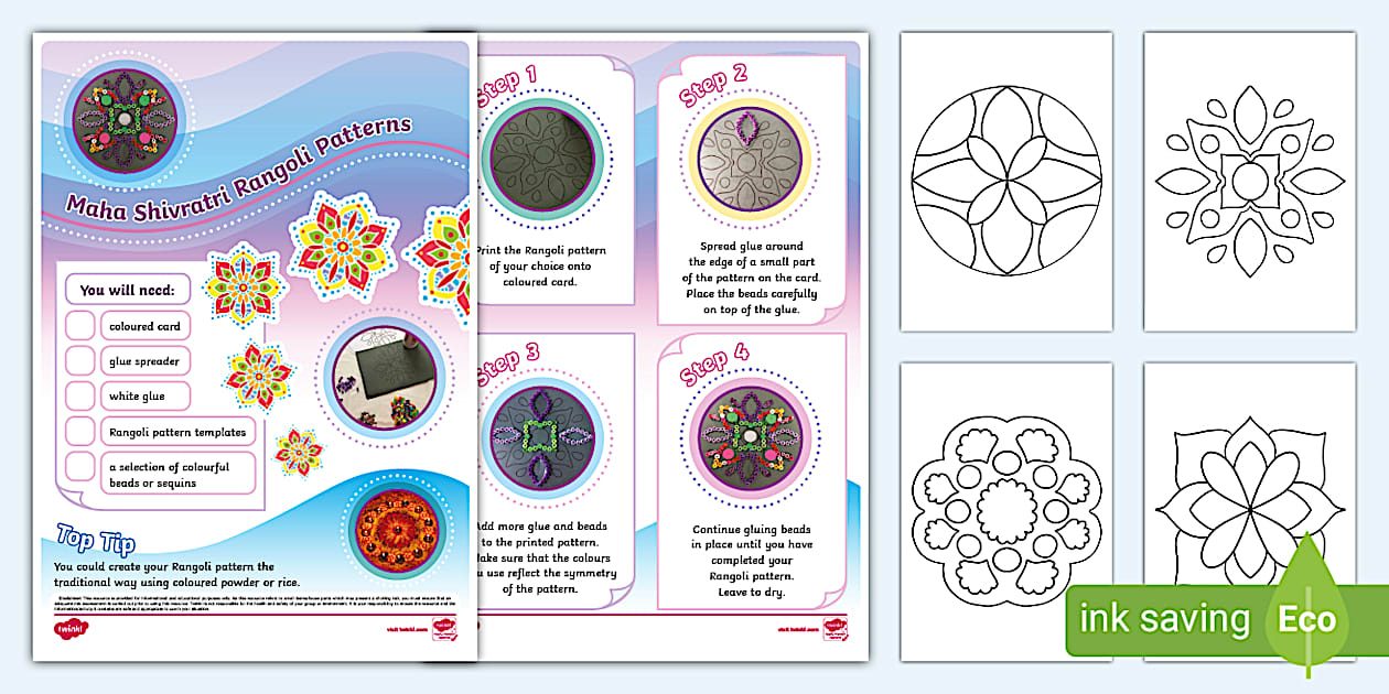 Maha Shivratri Rangoli Pattern Activity for fun craft.