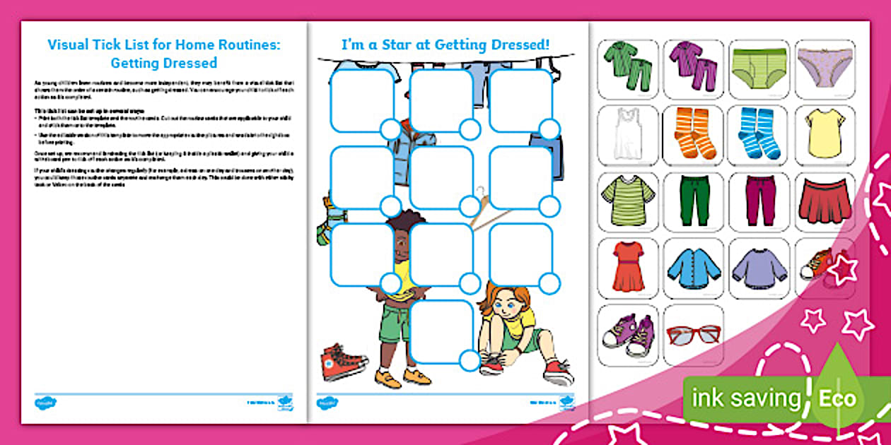 Visual Tick List for Home Routines: Getting Dressed - Twinkl