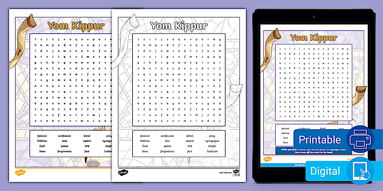 Yom Kippur Word Search Worksheet (Teacher-Made) - Twinkl