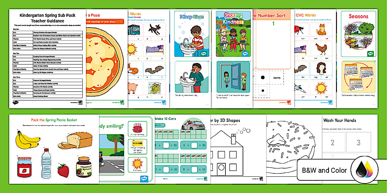 Spring Sub Packet | Kindergarten Resources | Twinkl USA