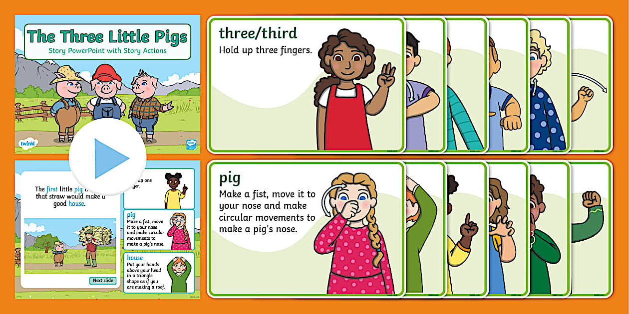 The Three Little Pigs Story Actions Resource Pack - Twinkl