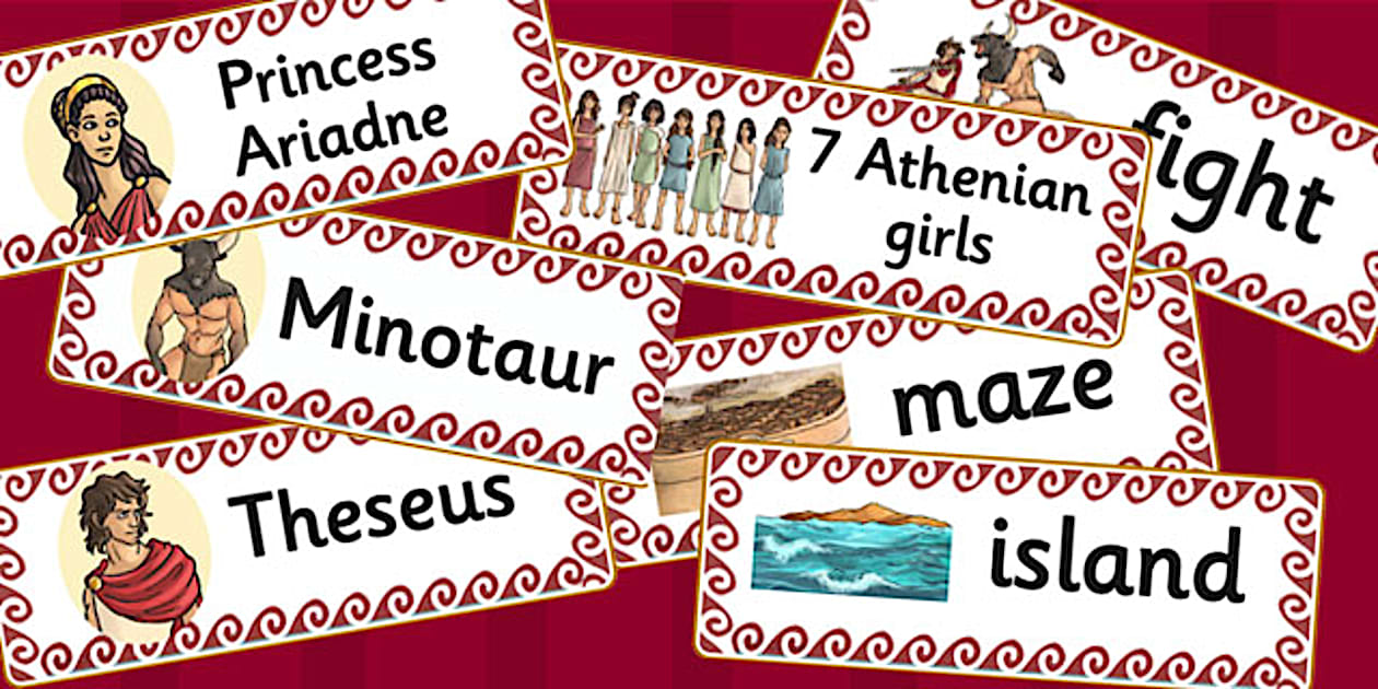 Theseus and the Minotaur Word Cards (Teacher-Made) - Twinkl