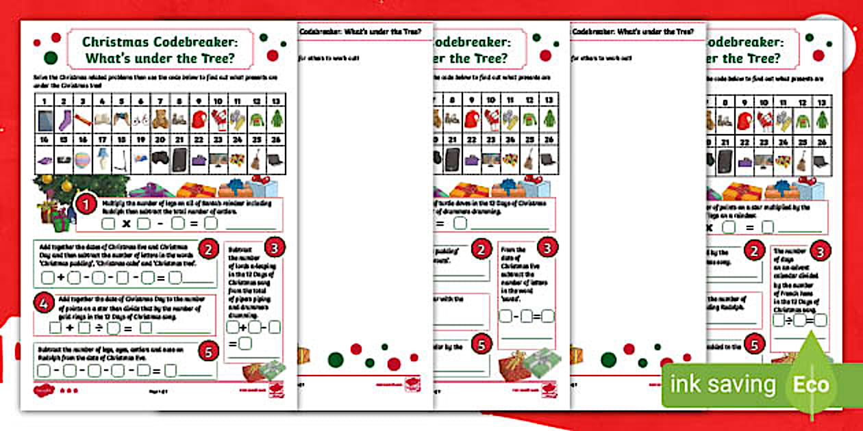 Christmas Codebreaker: What's under the Tree? (Teacher-Made)