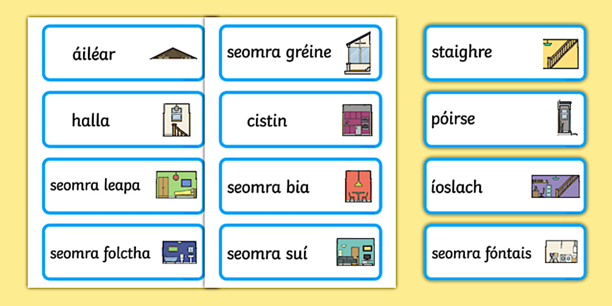Codanna den teach Word Cards Gaeilge (Teacher-Made) - Twinkl