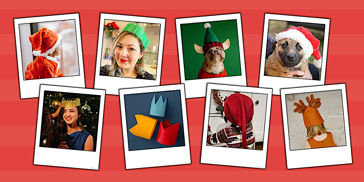 Christmas Hats Instant Photo Style Display Images - Twinkl