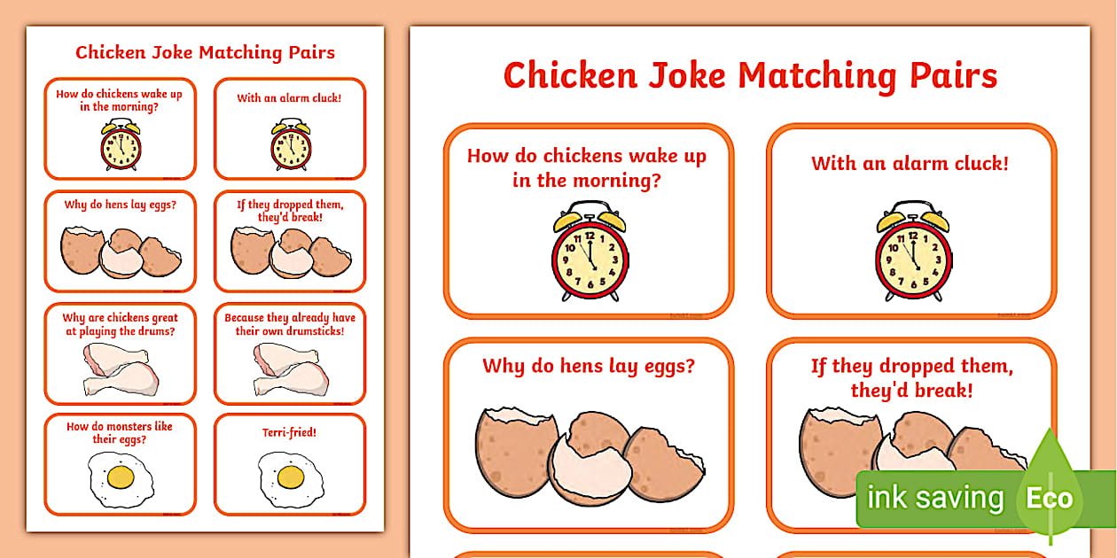 Chicken Joke Matching Pairs (Teacher-Made) - Twinkl