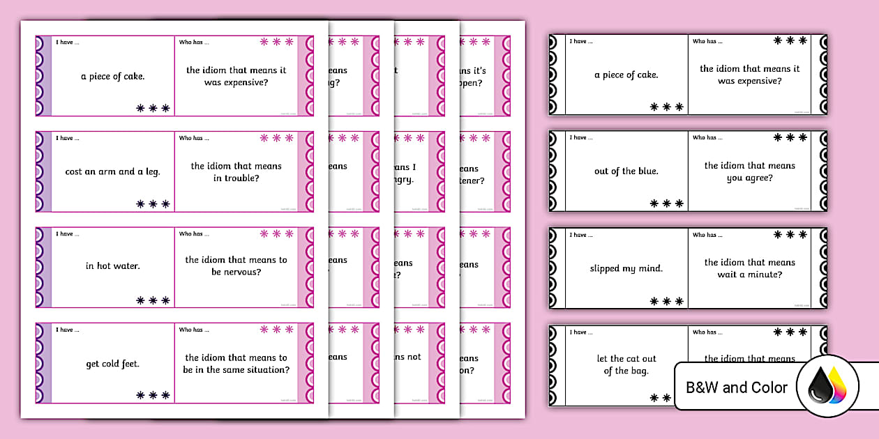 Idioms I Have, Who Has Game for 6th-8th Grade (Teacher-Made)