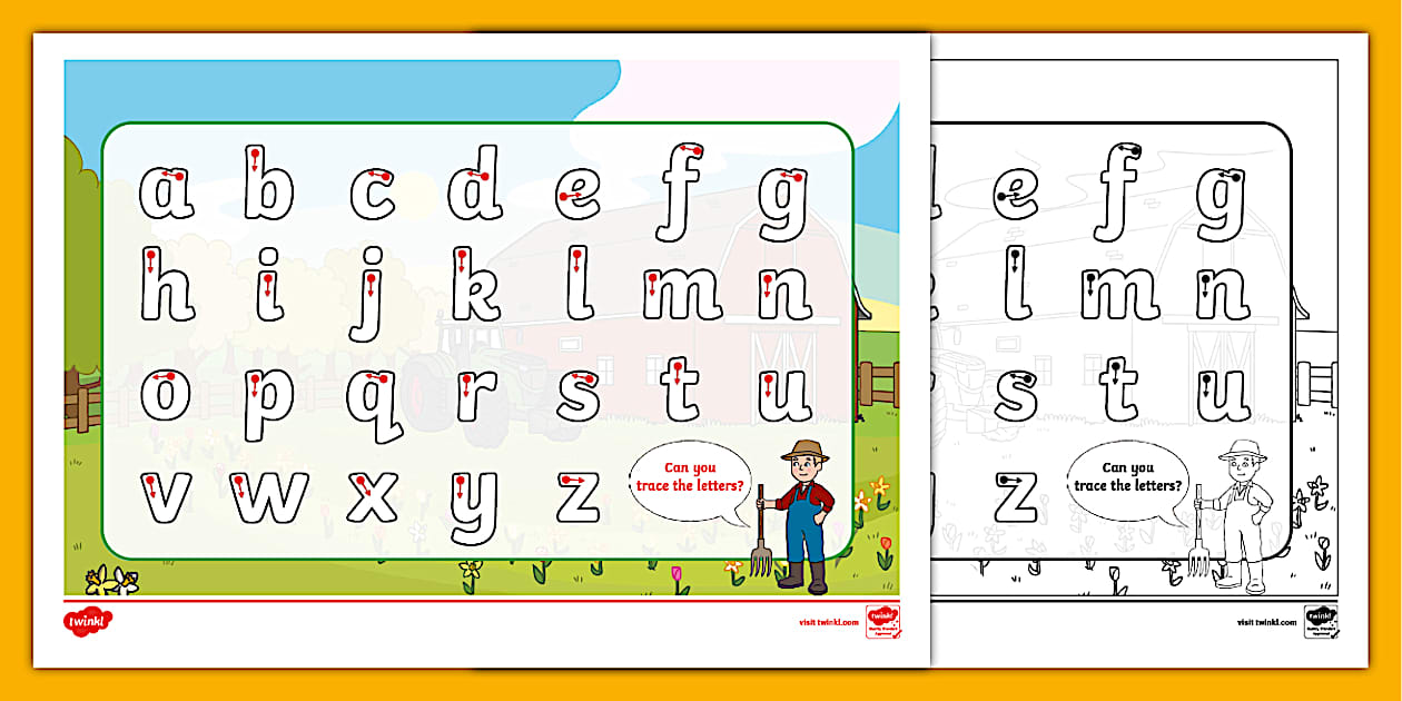 Cursive Farm Themed Letter Writing Worksheet - Twinkl
