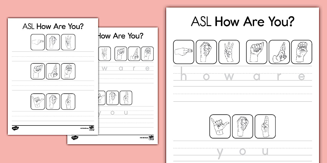 ASL How Are You Spelling Strips Worksheet (teacher made)