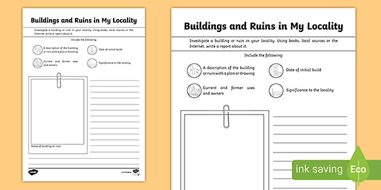 Buildings and Ruins in My Locality - Worksheet - Twinkl