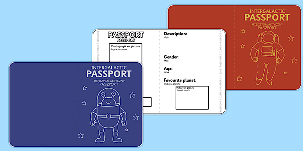 Black and White Space Passports Polish Translation - Twinkl