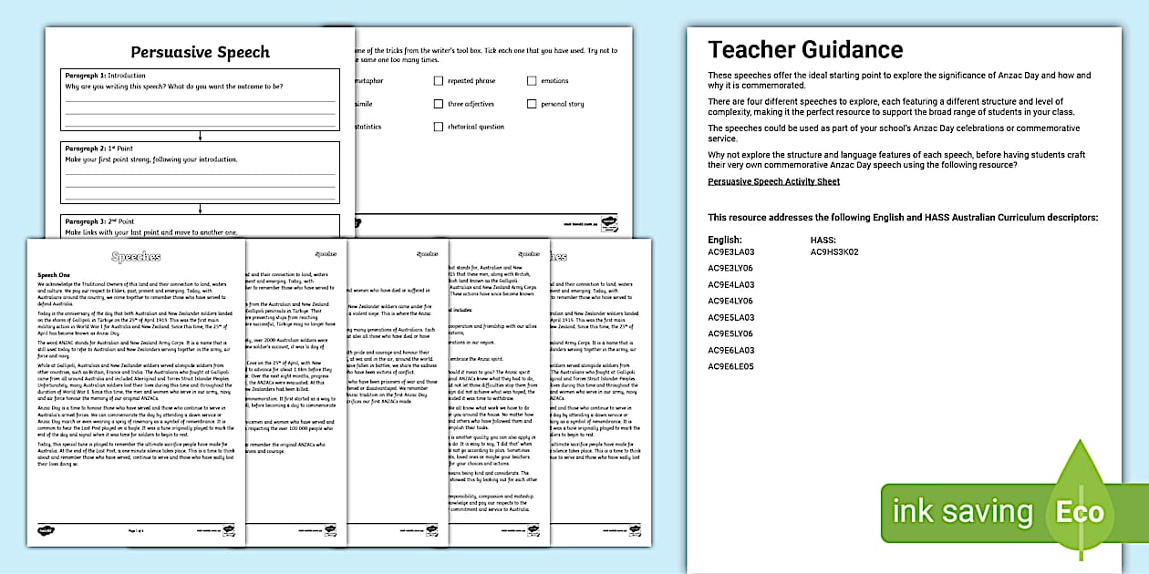 Anzac Day Speech Resource Pack (teacher made) - Twinkl