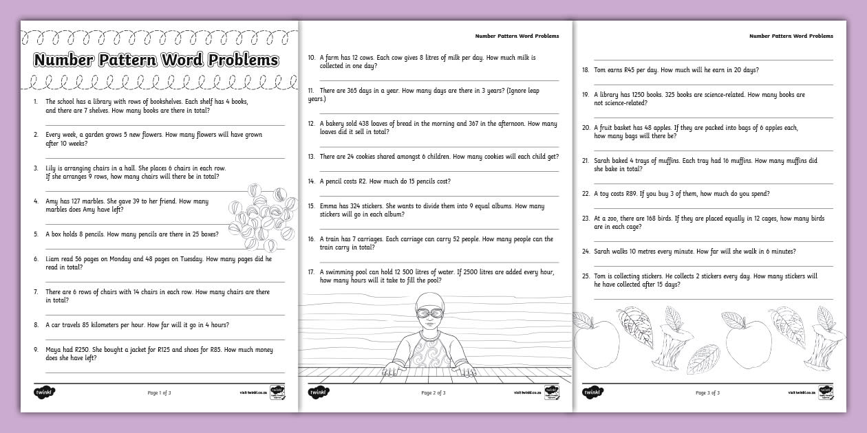 * NEW * Grade 5 Mathematics: Word Problems Activity Sheet