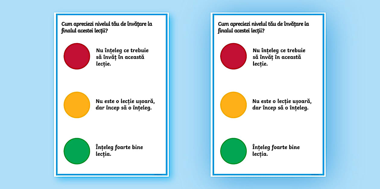 Semaforul autoevaluării – Cartonașe - Twinkl