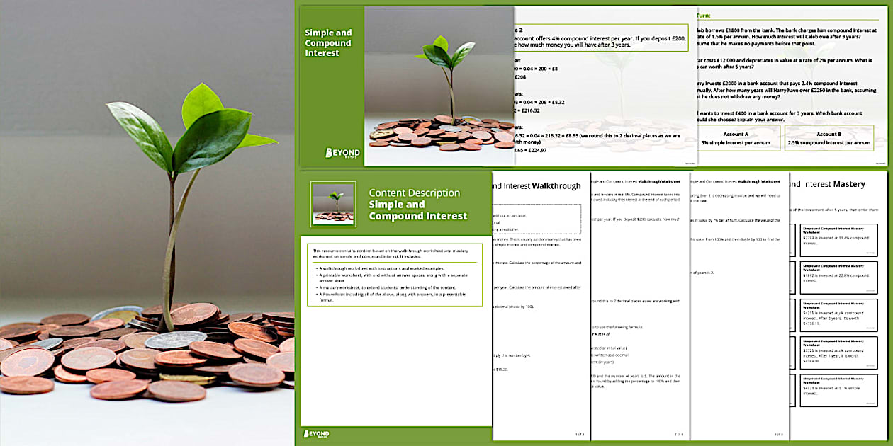 Simple and Compound Interest Resource Pack - Beyond Maths