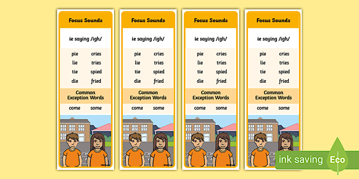 Level 5 Week 3 Phonics Spelling Bookmarks 'ie' saying /igh/