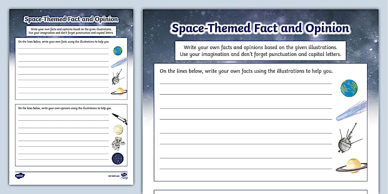 Space Themed-Fact and Opinion Writing Activity - Twinkl