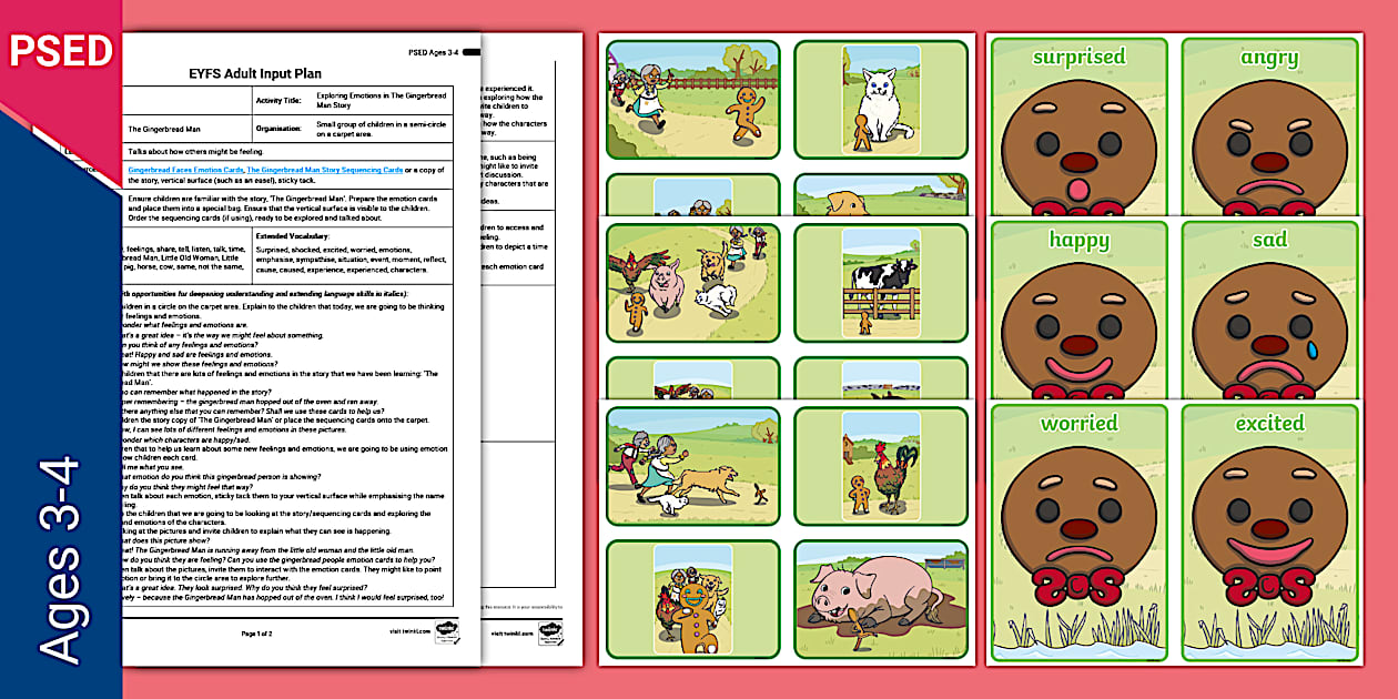 Kindergarten The Gingerbread Man Emotions Plan and Resource Pack