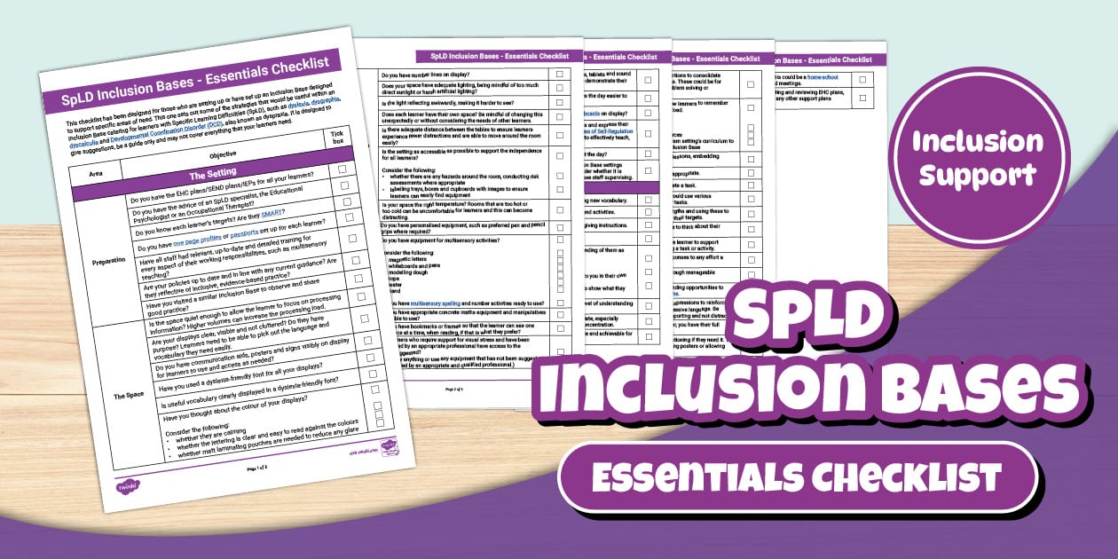 SpLD Inclusion Bases: Essentials Checklist
