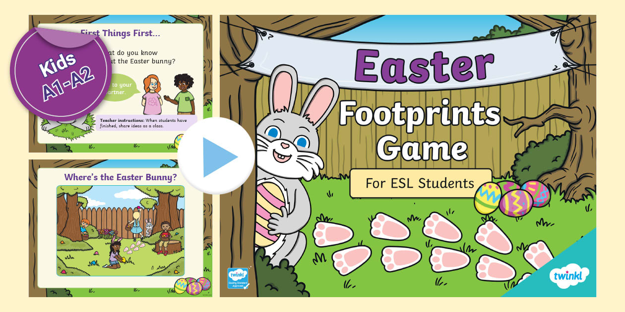ESL Easter Footprints Game [Kids, A1-A2] - Twinkl