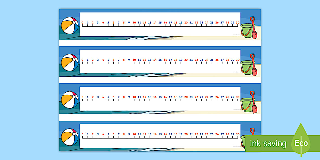 Seaside Number Line (0-30) (teacher made) - Twinkl